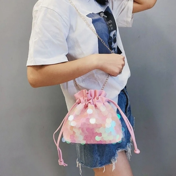 Justice | Bags | Women Mini Sequins Bucket Bag Drawstring Shoulder ...